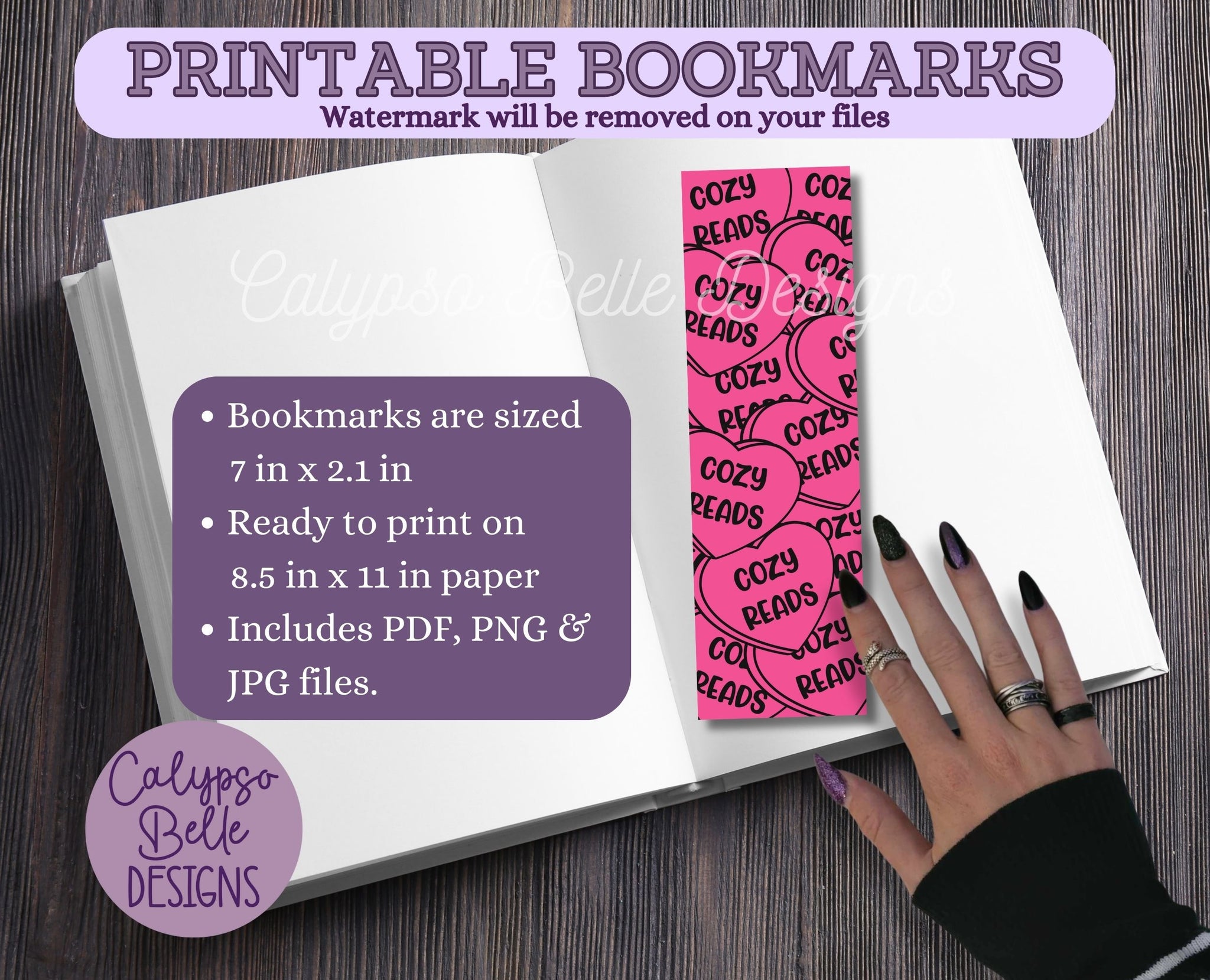 Valentine Hearts Printable Bookmarks, Cozy Reading Bundle – Calypso ...